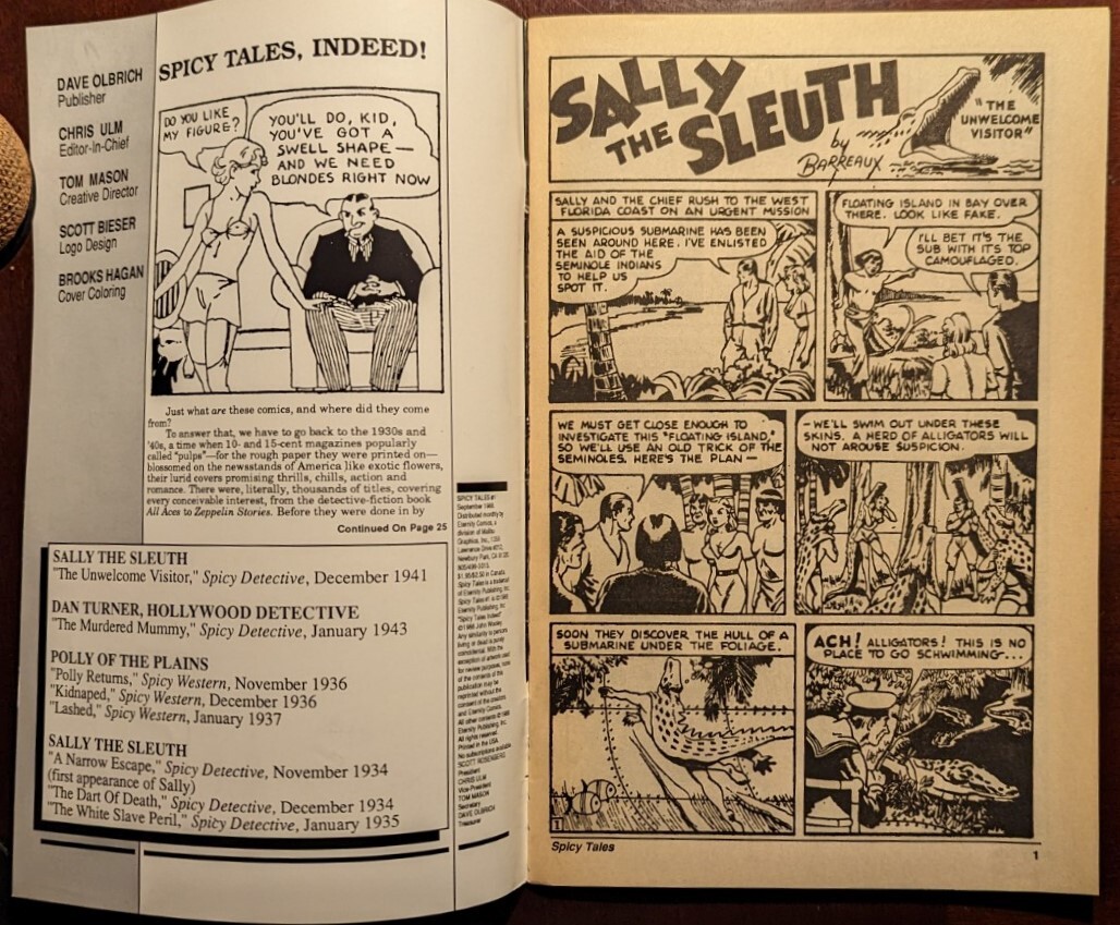 SPICY TALES #1 - SEP 1988 Eternity Comics - pre-code pulp comic strip ...