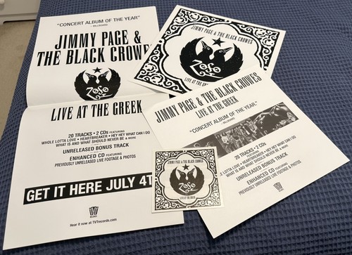 JIMMY PAGE BLACK CROWES-LIVE @ THE GREEK PROMO POSTER/FLAT/STICKER LOT ...