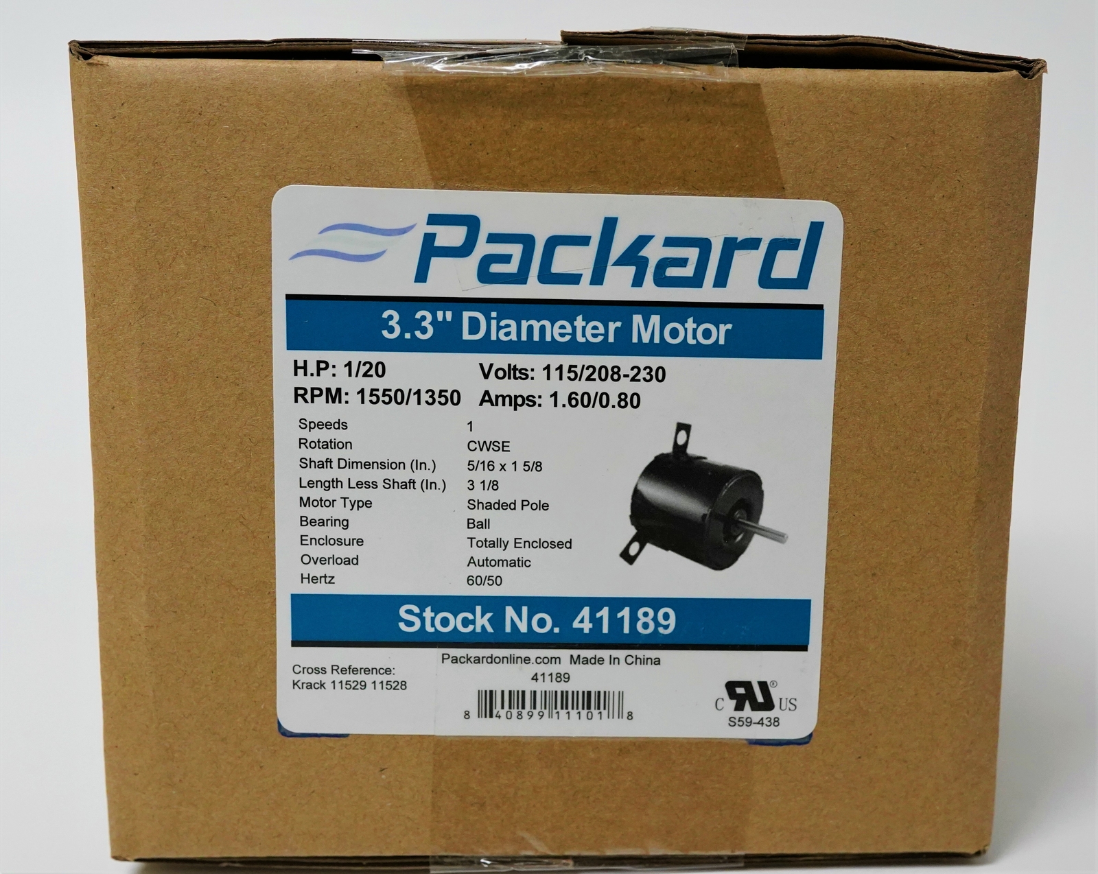 Packard 41189 Refrigeration Fan Motor for Krack 11529 11528 Fasco D1189 ...