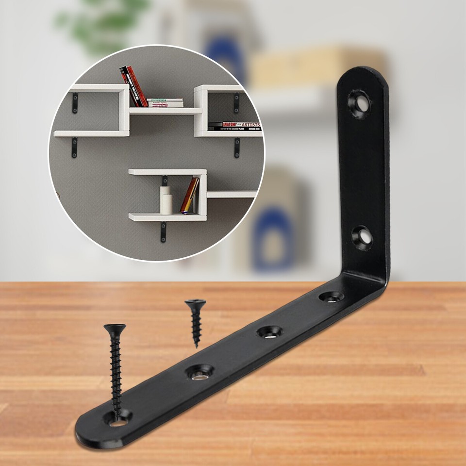 4X Heavy Duty Cast Iron L Shaped Wall Mounted Shelf Brackets Support ...
