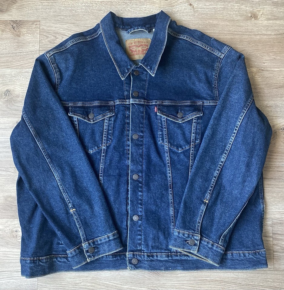 Levis Denim Jacket Mens 3XL Blue Standard Trucker Button Front Cotton ...
