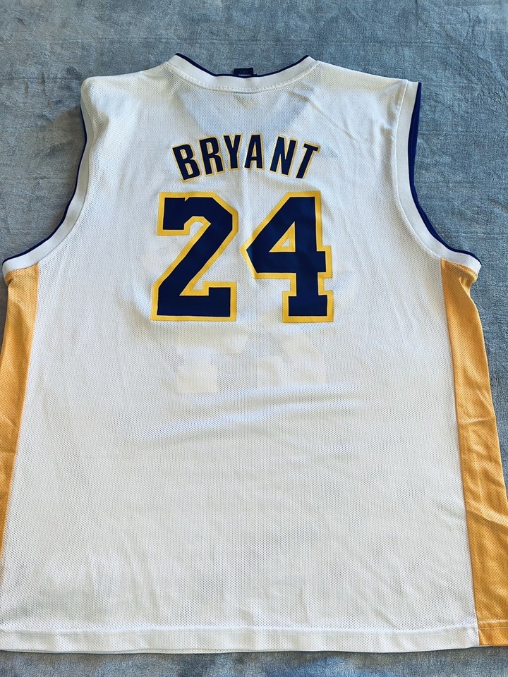 Kobe Bryant NBA Lakers Sunday White Jersey Men XL Adidas Sewn #24 ...