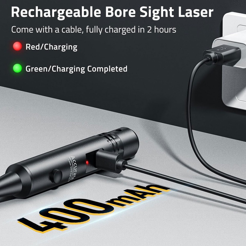 Rechargeable Bore Sight Kit Professional Red Laser Boresighter with 64 ...