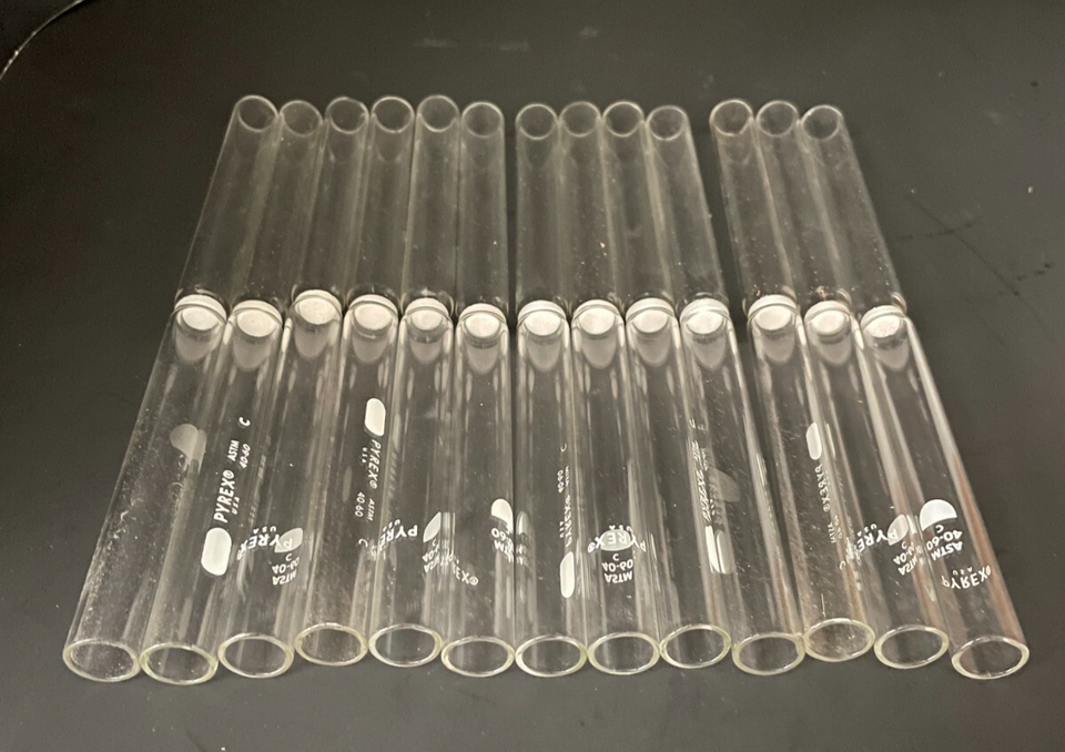 FRITTED GLASS TUBES, Pyrex ~200mm L, ~14mm OD, Coarse LOT OF 13, Lab ...
