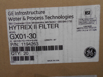 GE Infrastructure Water & Process Technologies Hytrex II Filter Model ...