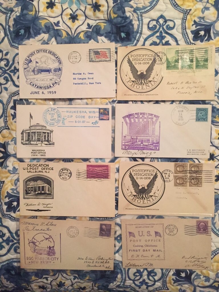 8 Post Office covers Egg Harbor NJ Mill-run Cushing Phoenix LA ...