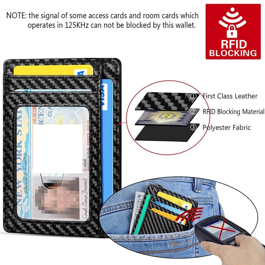 Mens RFID Blocking Leather Slim Wallet Money ID Credit Card Slots ...