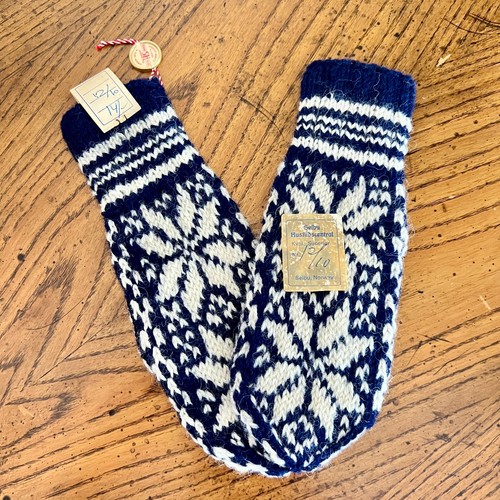 Selbu Handmade Norwegian Mittens Women's 100% Wool Navy Ivory Fair Isle ...