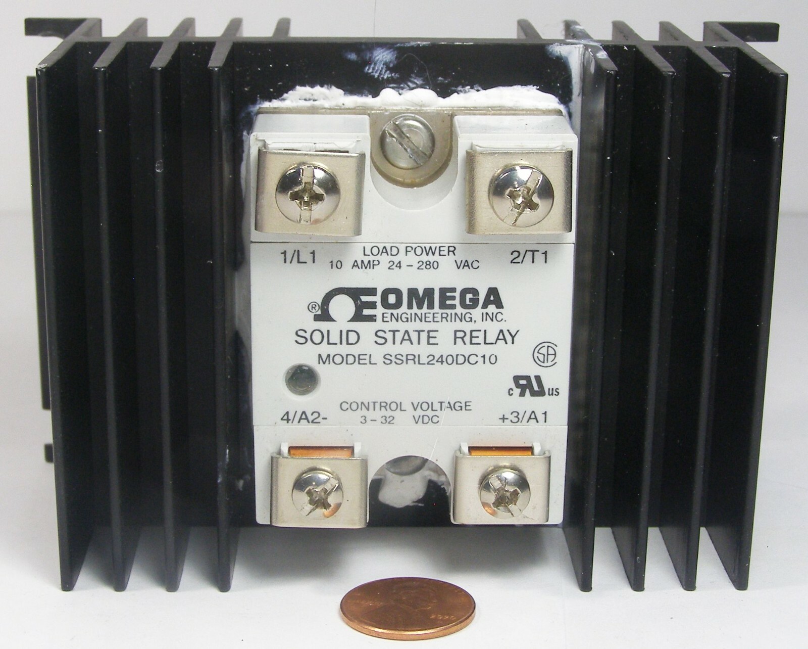 Omega Solid State Relay with Heat Sink SSRL240DC10 24-280VAC 3-32VDC ...