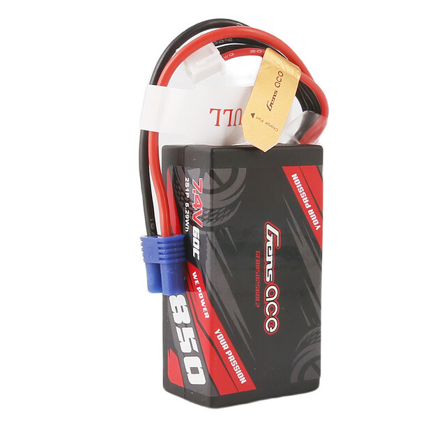 2X Gens Ace 850mAh 7.4V 60C 2S Lipo Battery EC2 Plug For Losi 1/18 Losi ...
