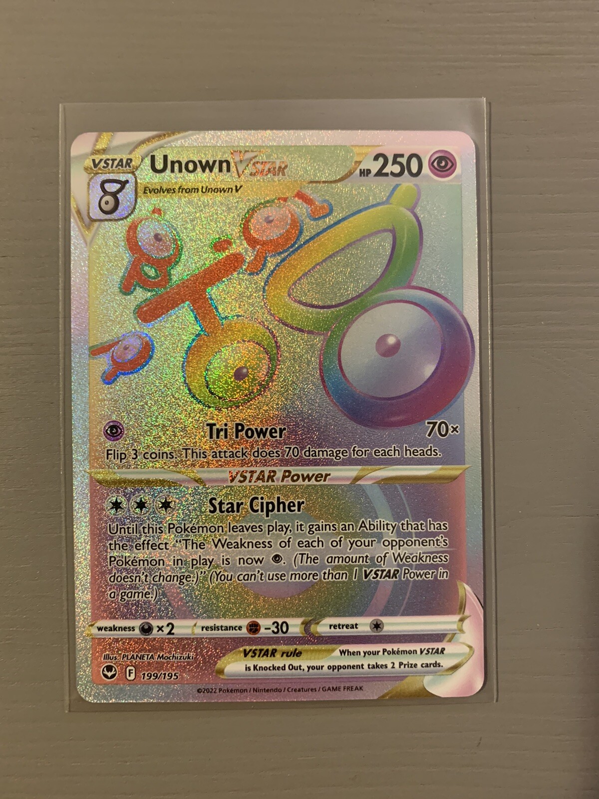 Unown VSTAR Rainbow Secret 199/195 *READY TO SHIP* NM/M Pokemon Silver ...