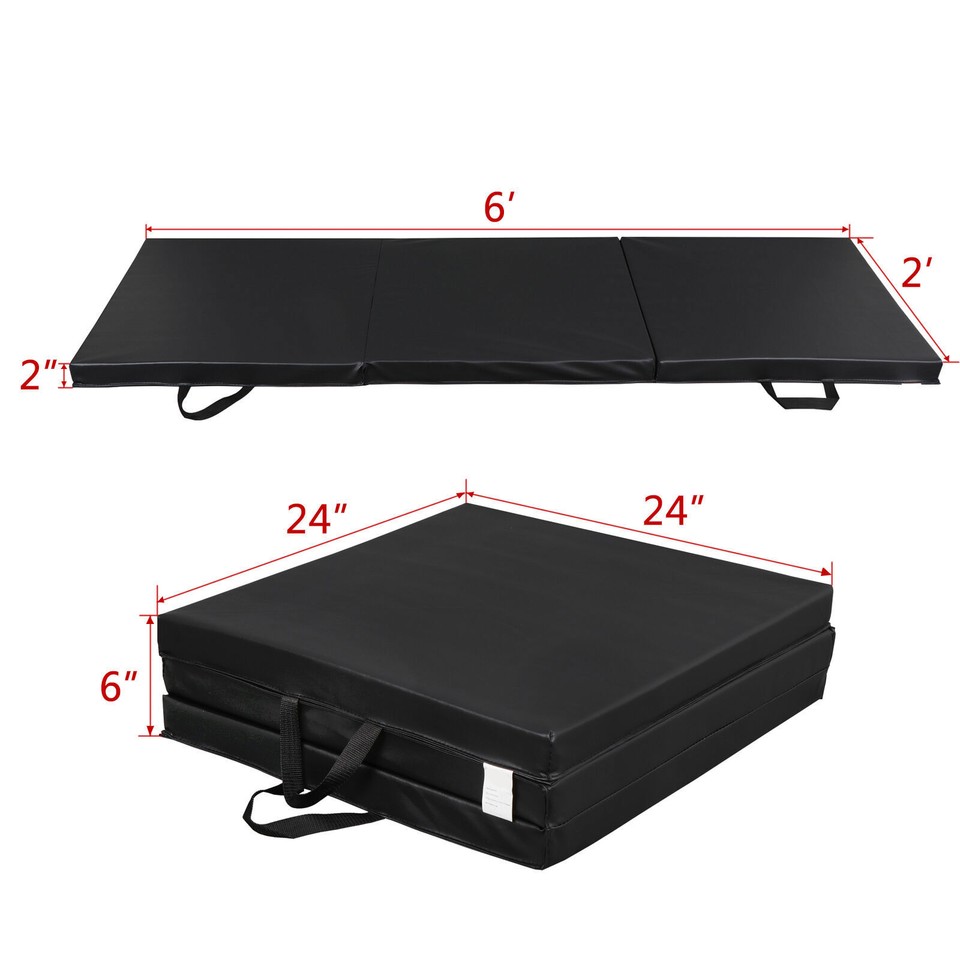 2X Yoga Gym Mats Tri Fold Exercise Thick Mat Training Workout Padded ...