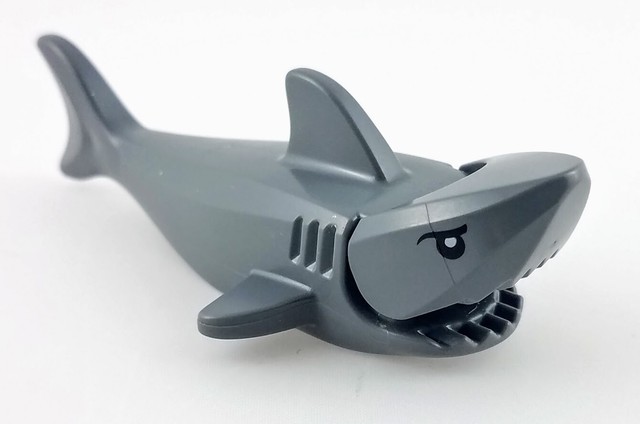 Lego Dark Bluish Gray Shark Gills Black Eyes Animal Figure Minifigure ...