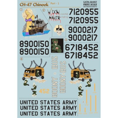 Decal airplane 1:32-1:35 CH-47 Chinook Part1 set 1,5 leaf Print Scale ...