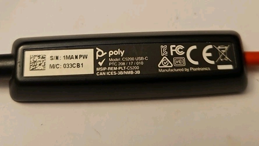 Plantronics Poly USB-C Headset C5200 Wired Mic Earphones Mono Ear | eBay