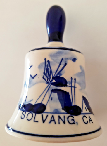 Solvang, California Handpainted Delft-style Ceramic Blue and White Bell ...