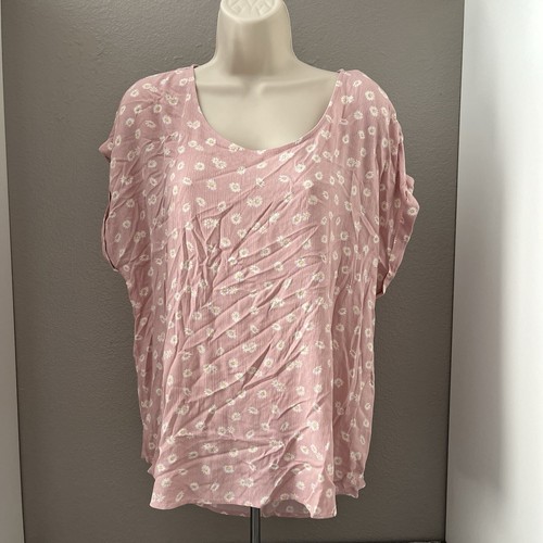 Hippie Rose Top XL Flowy Crepe Boho Ditsy Floral Print Cuffed Dolman ...