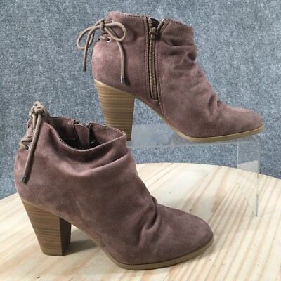 Charming Charlie Boots Womens 6 Zip Ankle Booties Tie High Heels Taupe ...