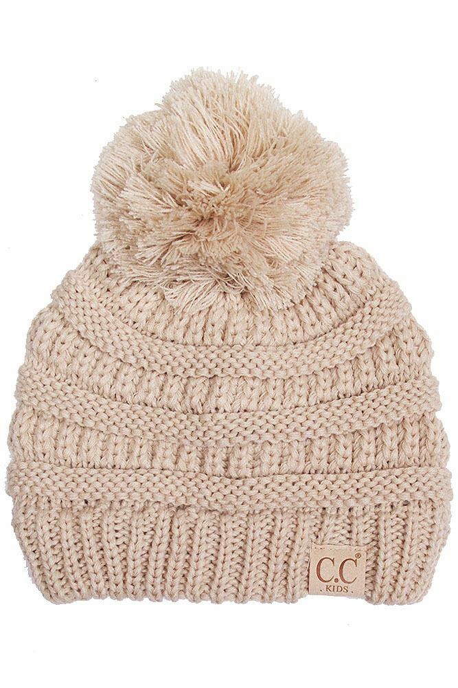 C.C Kids 2-6 years Children Girls Boys Knit Winter Beanie Hat with Pom ...
