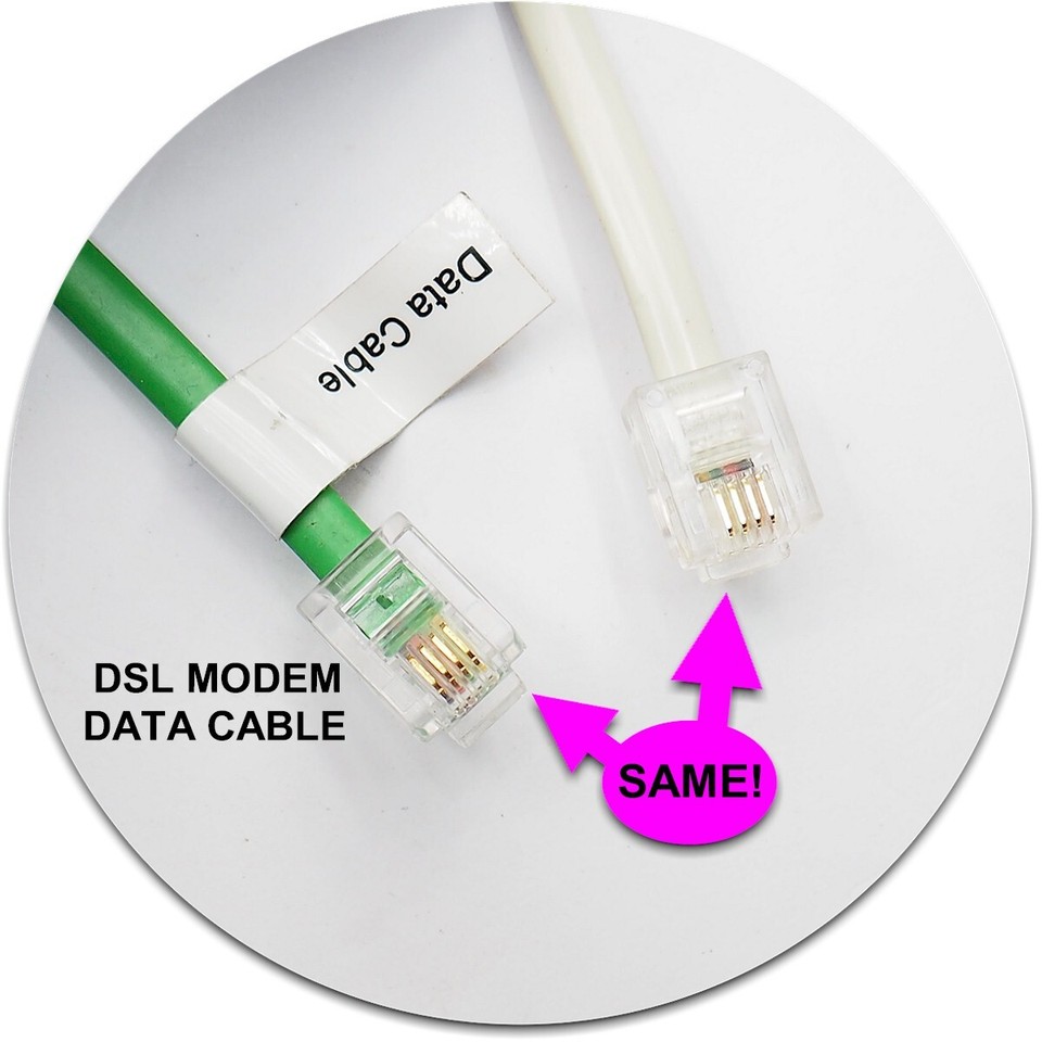 5X! NEW 7ft Telephone Line Cord Cable RJ11 6P4C DSL Modem Fax Phone ...