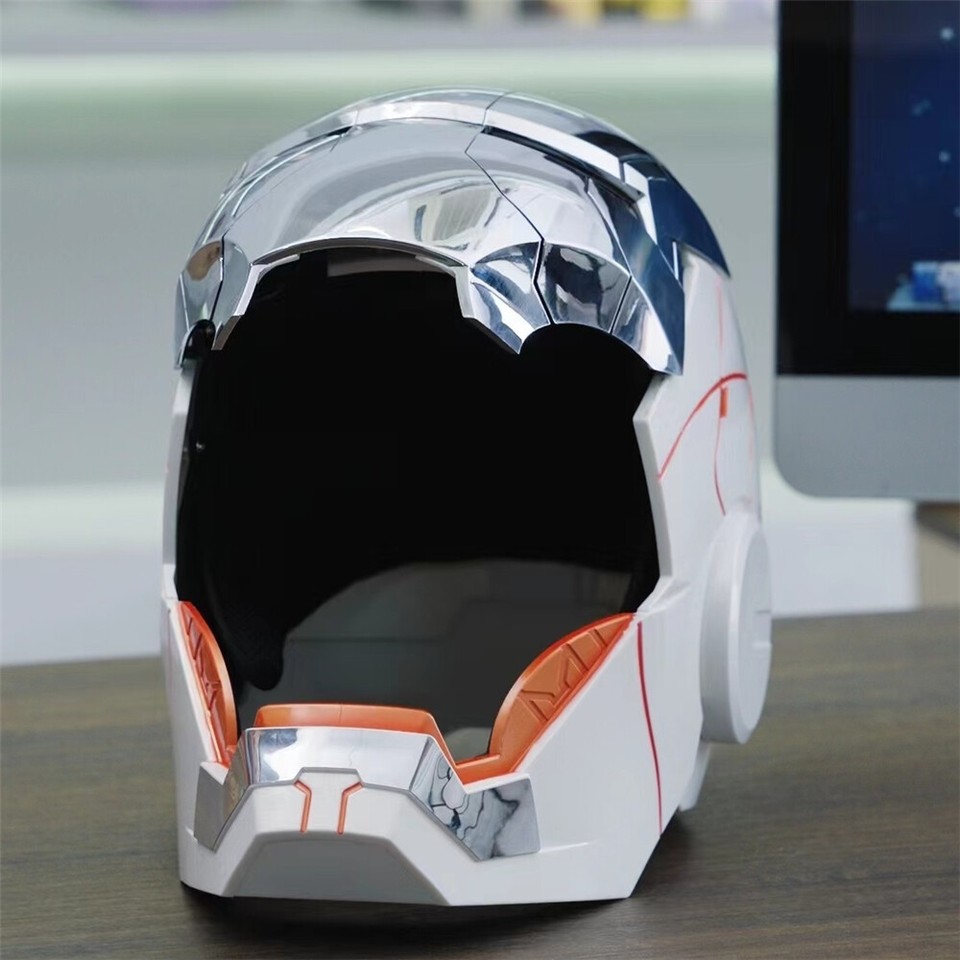 AUTOKING Marvel Iron Man White Mark5 Electric Helmet Voice Control 1:1 ...
