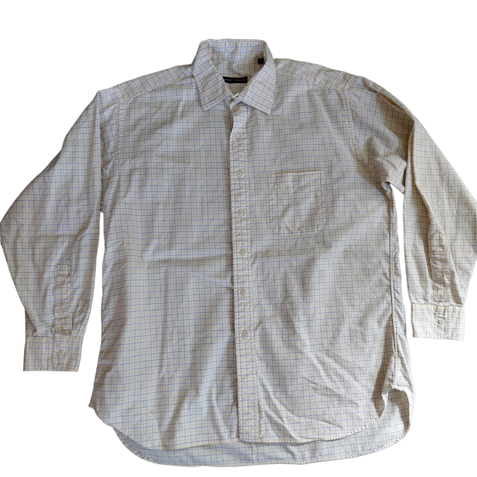 Mark Shale Yellow & Blue Plaid Long Sleeve Button Up … - Gem