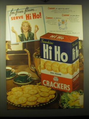 1948 Sunshine Hi Ho Crackers Advertisement - For finer flavor.. Serve ...