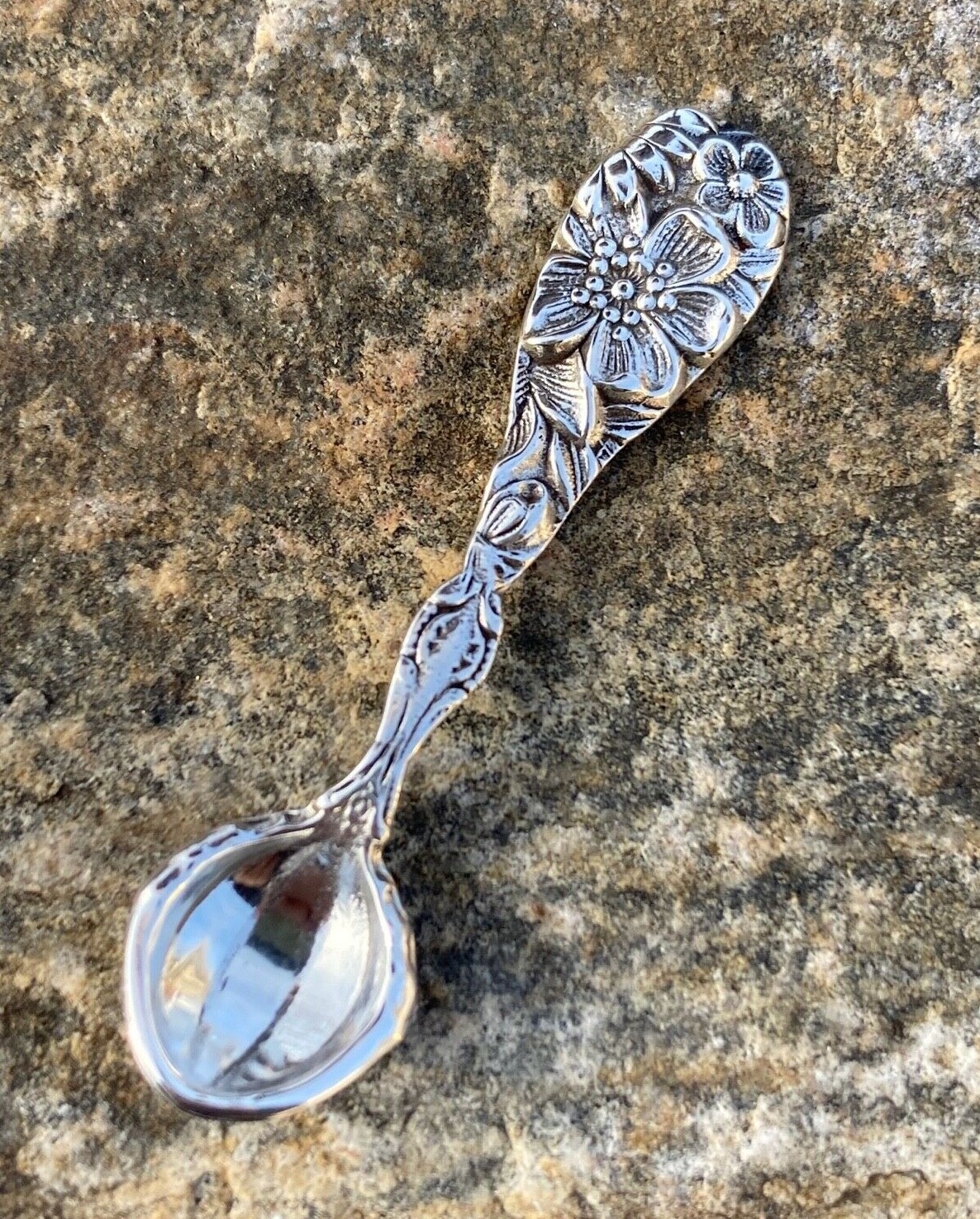 Vintage, Sterling Silver, Flower Salt Spoon, Hallmarked, 2.5", No ...