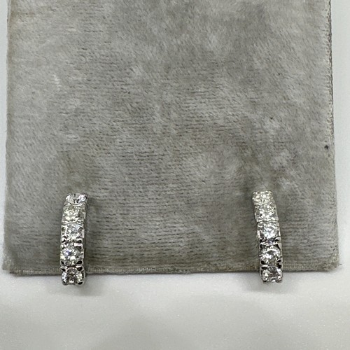 Vintage 14k white gold small hoop earrings diamond line | eBay