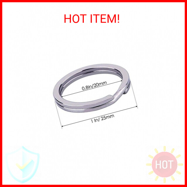 HeeYaa Flat Key Rings 10 Pieces 1 inches Flat Key Rings Metal Keychain ...