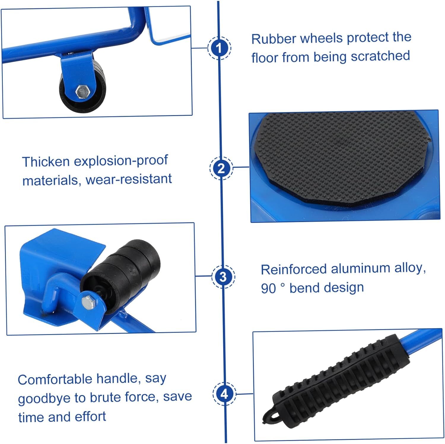 5pcs Heavy Furniture Lifter Mover 360° Rotation Wheels Moving Easy ...