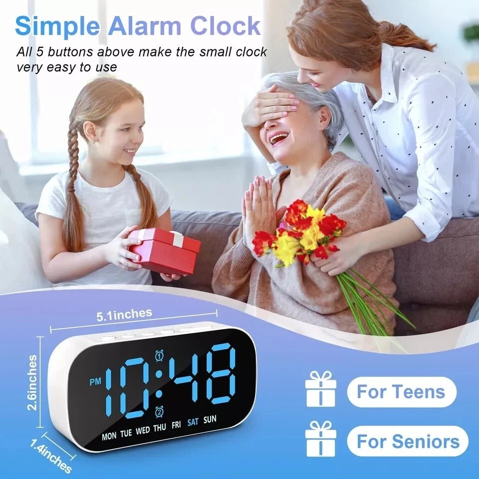 Electric Digital Alarm Clock LED Large Display Battery Backup Snooze US STOCK | eBay