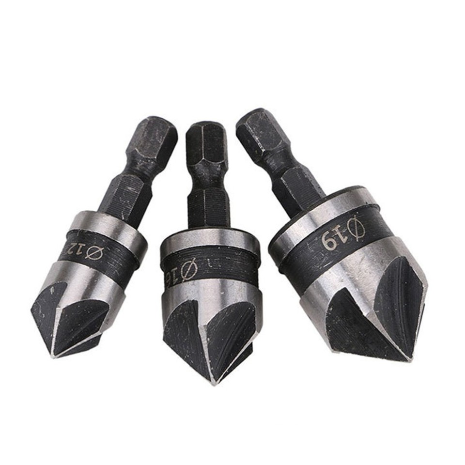 3 Pcs Chamferer Electric Steel Tool Countersink Drill Bit Deburring | eBay