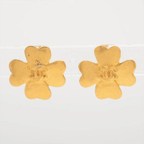 Chanel Coco Mark Clover 95P Earrings (for both ears) GP Gold | eBay