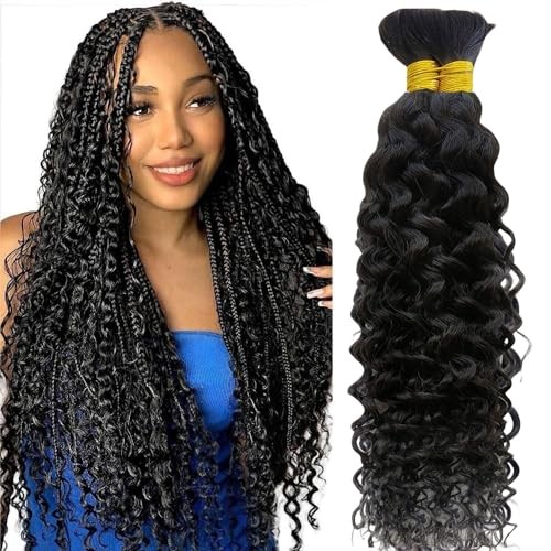 Human Braiding Hair Deep Water Wave Bulk Human Hair for 20 Inch 1B ...
