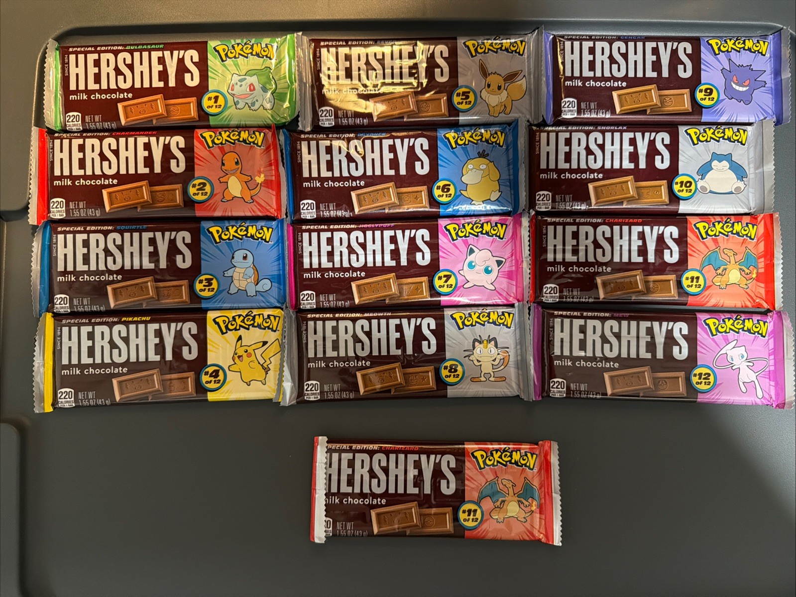 Charizard Pokemon Hershey Bars Milk Chocolate Collab : FULL SET 1-12 +1 ...