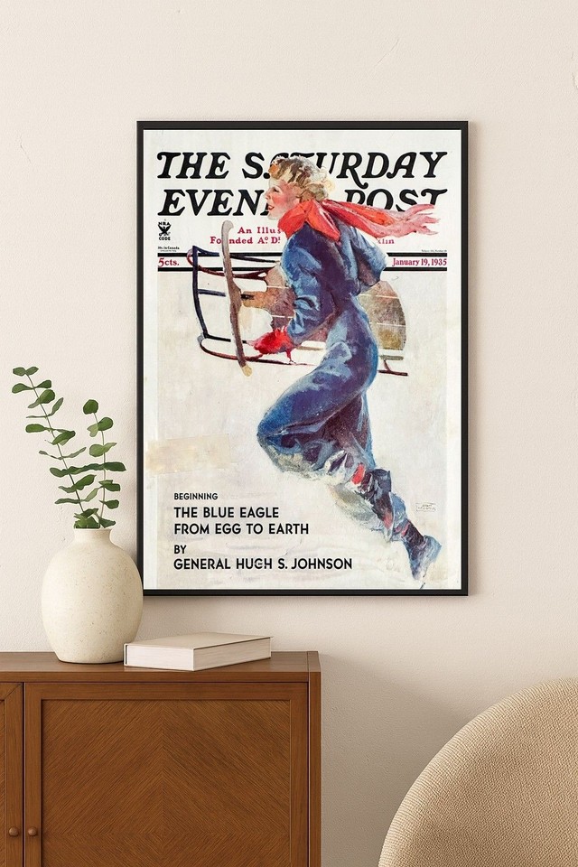 🎿 Saturday Evening Post Vintage Poster (1935) - 24x36” 📰 RARE Reprint 📜 ...