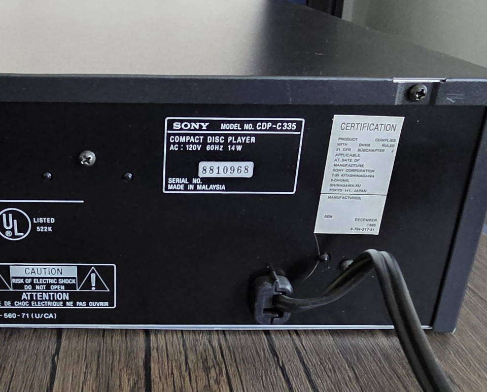 Sony CD Player CDP-C335 & Control Center Receiver STR-D511 VERY NICE ...