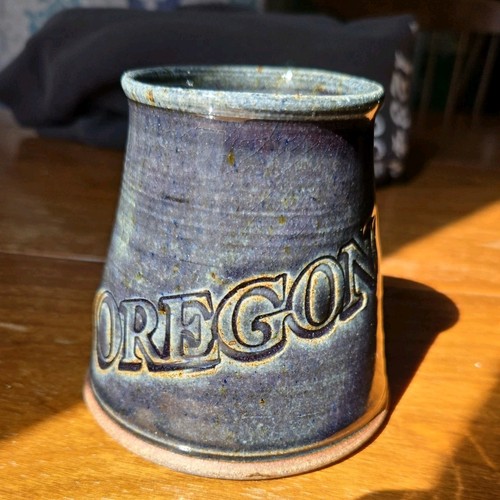 Blue Glazed Ceramic Stoneware Coffee Mug~Autographed~Oregon | eBay