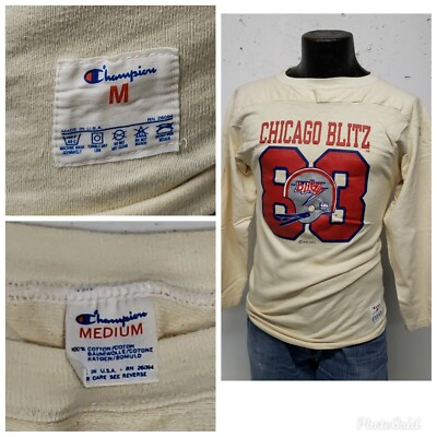 RARE VTG CHAMPION 80s Chicago Blitz USFL Football Jersey / Shirt Mens ...