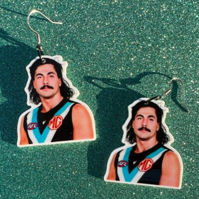 Lachie Jones Port Adelaide Port Power AFL player earrings | eBay Australia