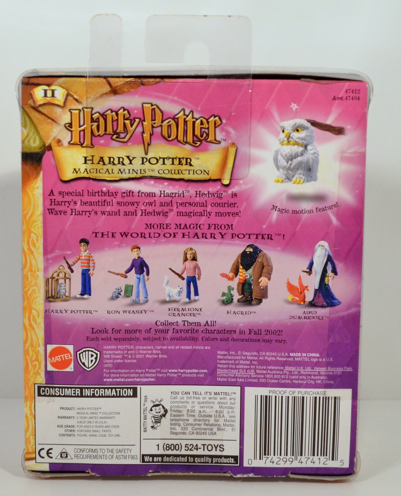 2002 Harry & Hedwig Owl 3" Mattel Magical Minis Harry Potter Action ...