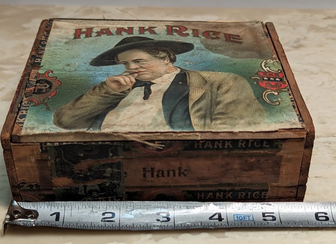 Antique Hank Rice Cigar Tobacco Box Wood Advertising Art Iowa Minnesota ...