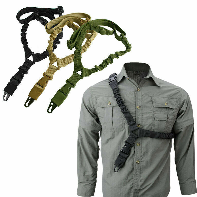 Tactical One Single Point / Two / Three Point Sling Strap Bungee Rifle ...
