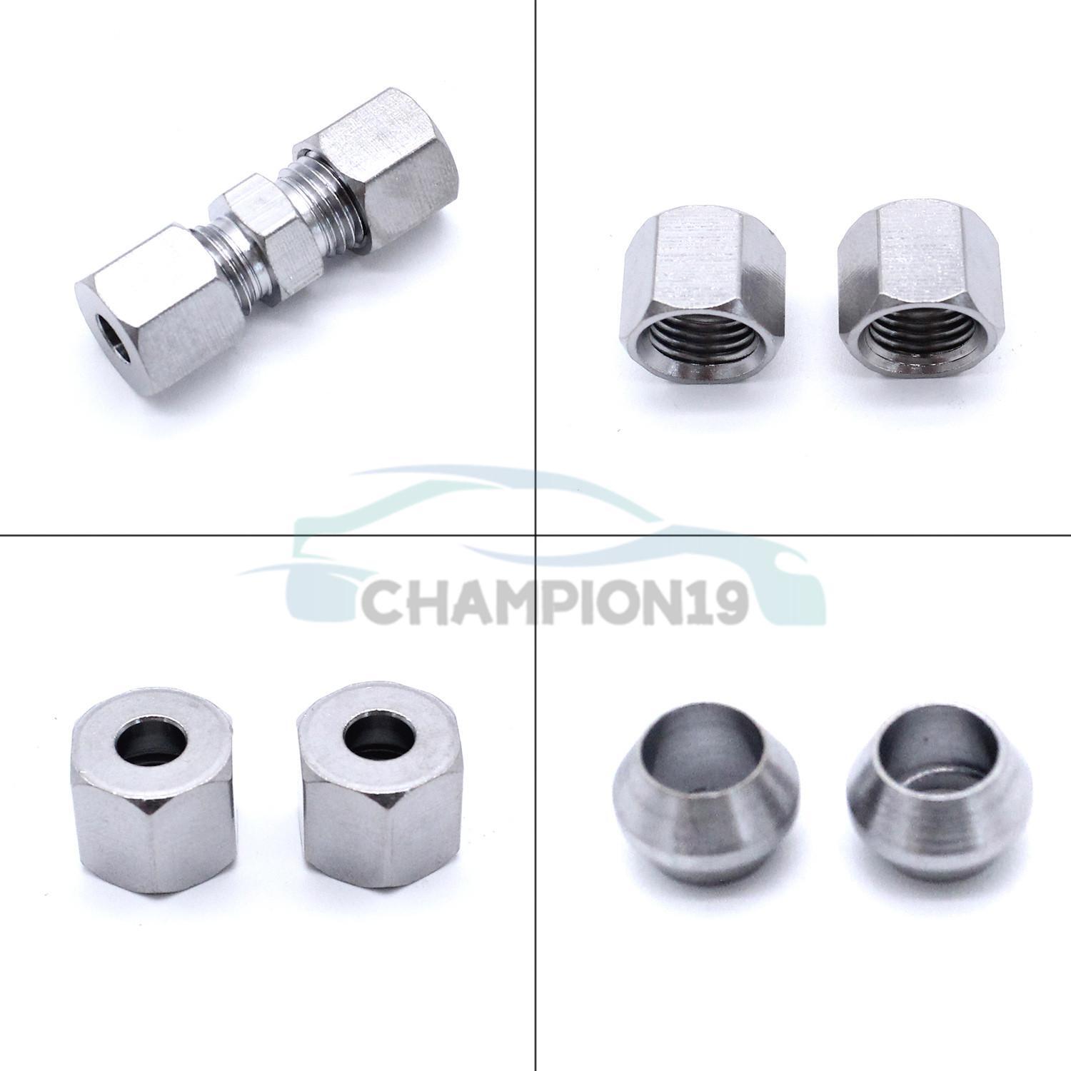 10x Brake Line Union Fitting Straight Compression Kits Connector For 3/ ...