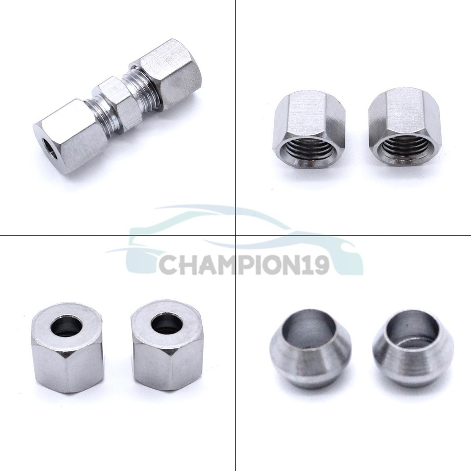10x Brake Line Union Fitting Straight Compression Kits Connector For 3/ ...