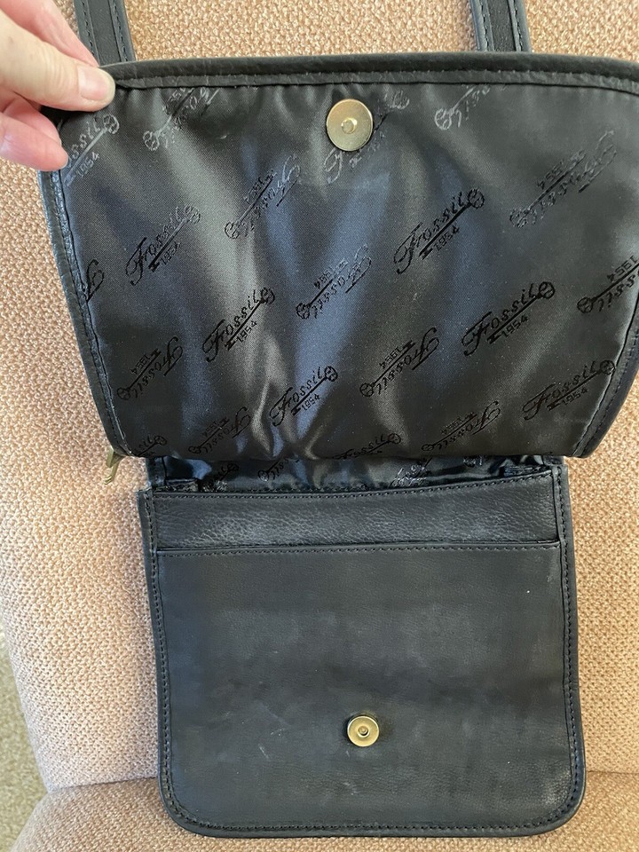 FOSSIL Classic Cross body Messenger Bag Purse Organizer 75082 Black ...