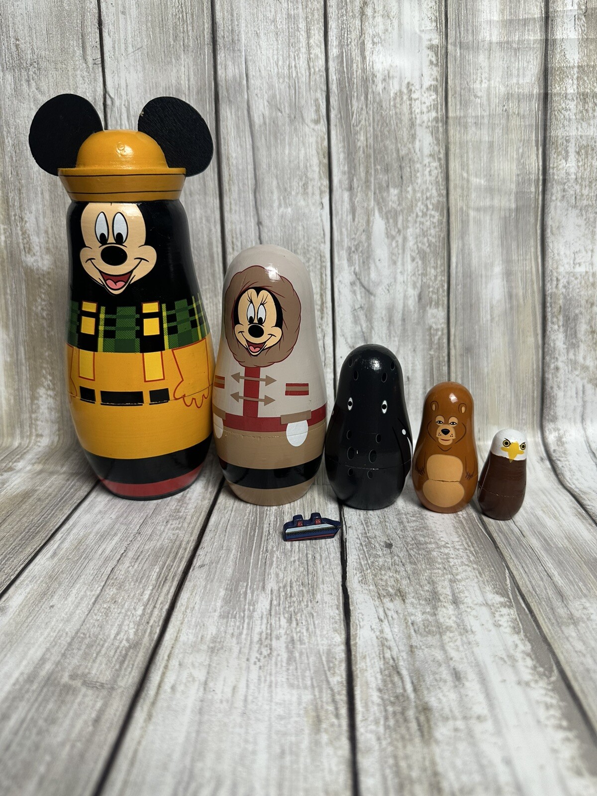 Vintage DISNEY Cruise Line Mickey Mouse Russian Nesting Dolls Set of 6 ...