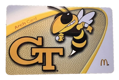 McDonalds Arch Gift Card Collectible- GA TECH w/"Buzz" GT Yellow Jacket ...