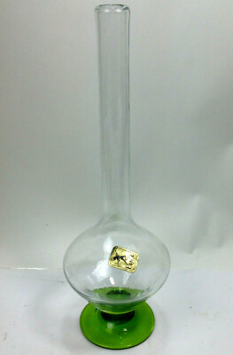 Vintage ITALIAN ERICA Vase Clear Green Base Glass Mid Century | eBay ...